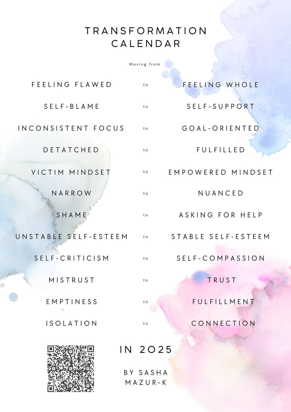 2025 Transformation Calendar. Digital version – Purple Tales